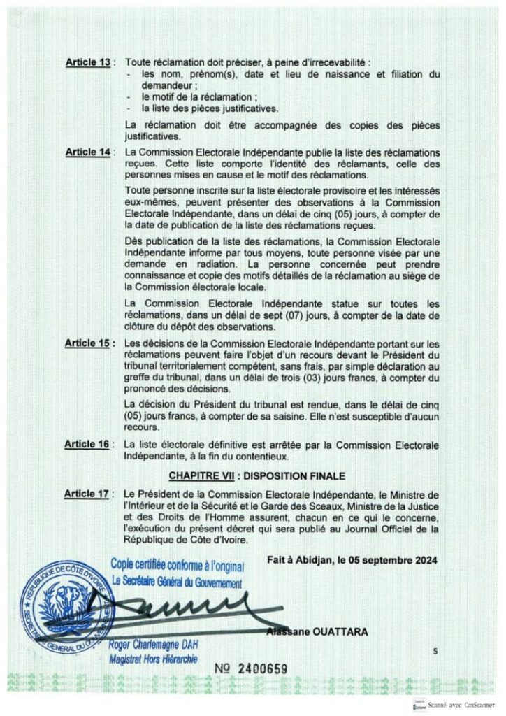 Révision de la liste électorale du 19 octobre au 10 novembre : Un ...
